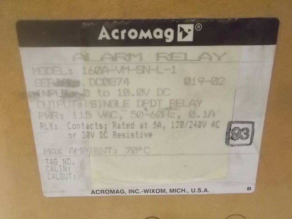 NIB Acromag 160A-VM-SN-L-1 Alarm Relay | eBay