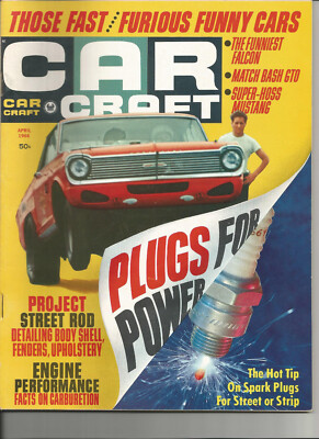CAR CRAFT April 1966-Tasca Ford Mustang Funny Car-Millwinders Houston R ...