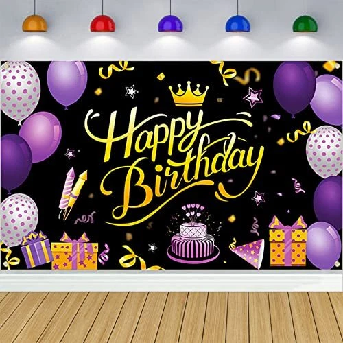Purple Happy Birthday Banner