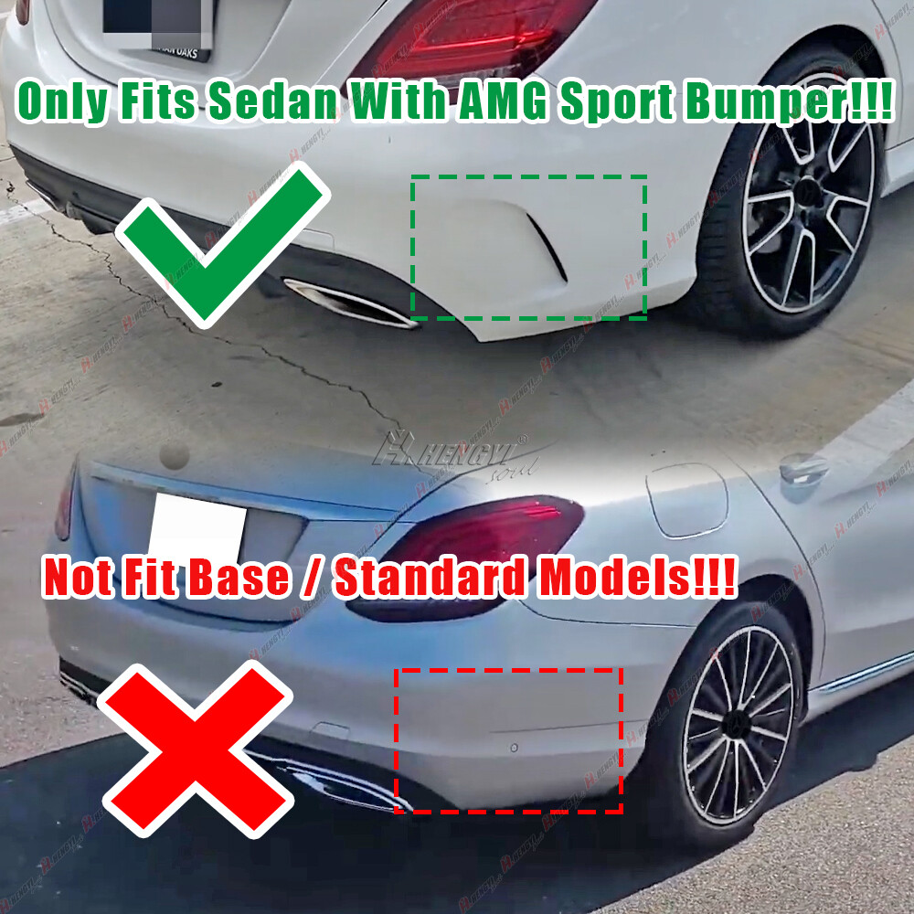 For Mercedes Benz 15-20 W205 AMG Rear Bumper C63 Style Rear Diffuser ...