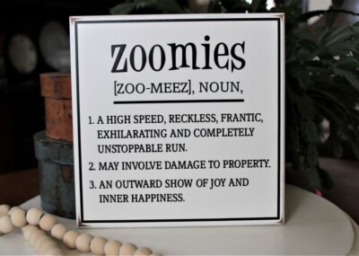 Dog or Cat Sign Zoomies Definition Dog Decor, Cat Decor Crazy Pet | eBay