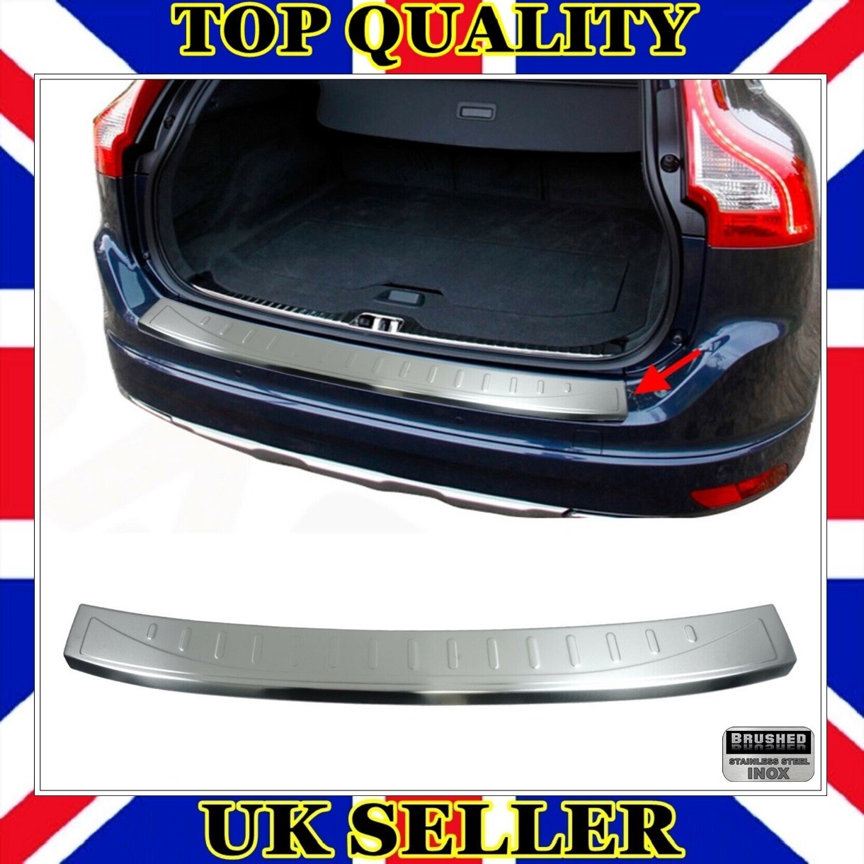 Chrome Rear Bumper Protector BRUSHED S.STEEL For VOLVO XC60 2014 to ...