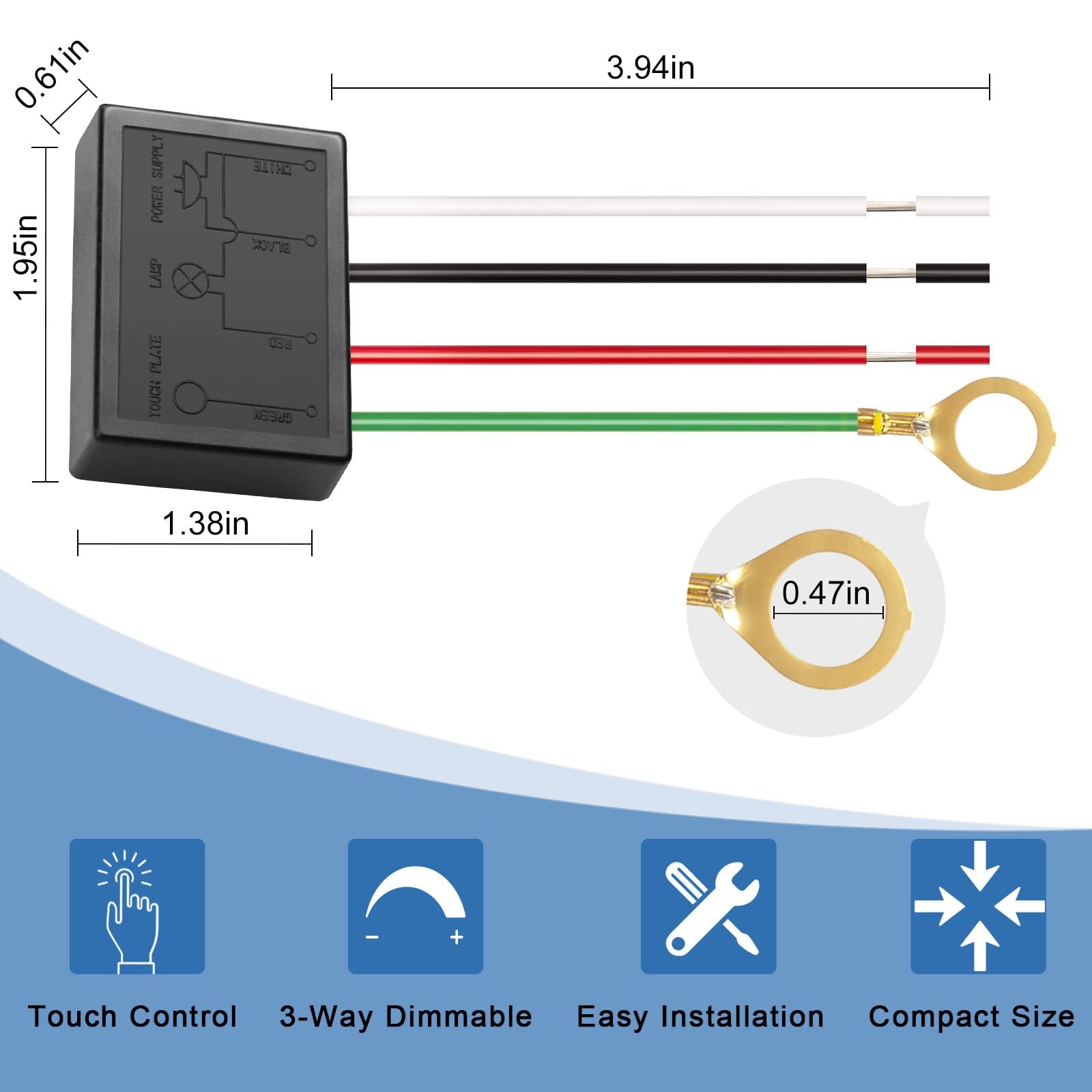 2x Kit de reemplazo de lámpara táctil con atenuador y sensor táctil de ...