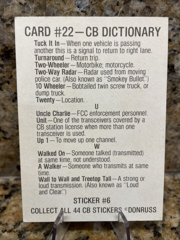 Vintage 1978 Donruss CB Convoy Code Sticker #6 Card #22 Sick Horse | eBay