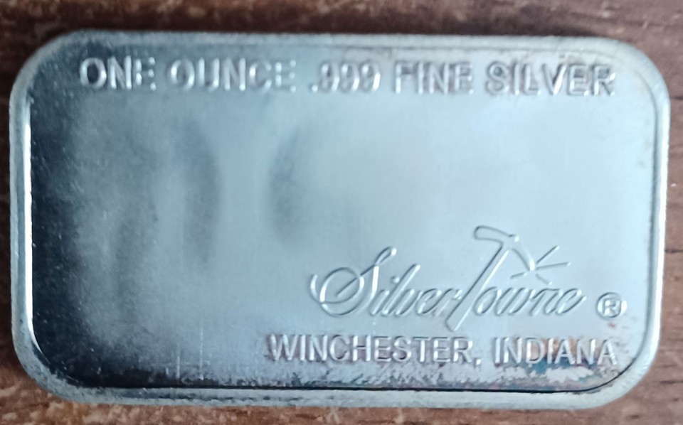 Silvertowne Prospector 1 oz .999 fine Silver Bar Larger format picture ...