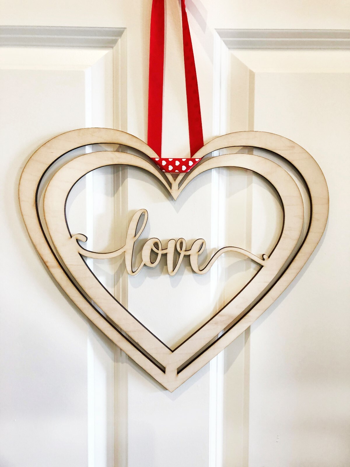 Valentine's Love Wood Heart Door Sign, Front entry, Laser Cut Bedroom ...