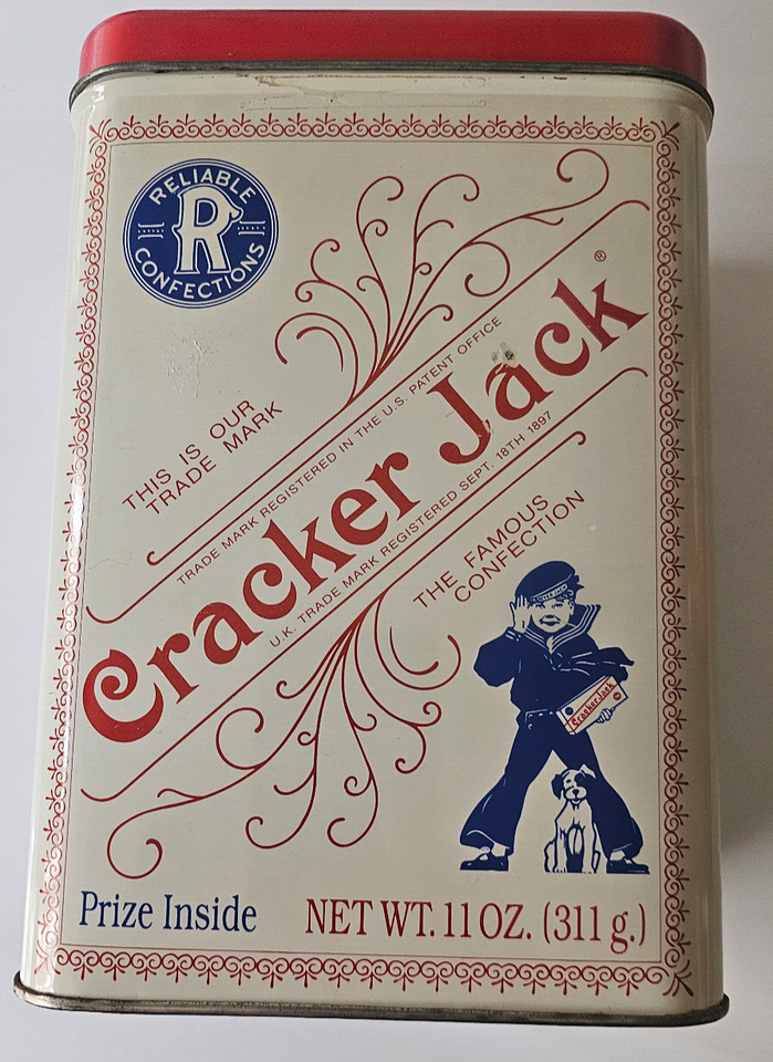 Vintage Reproduction Cracker Jack Tin Red White Blue Americana - EMPTY ...