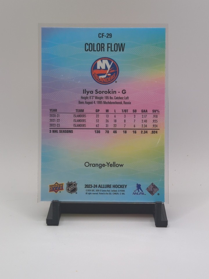 2023-24 Upper Deck Allure - Color Flow Orange Yellow #CF-29 - Ilya ...