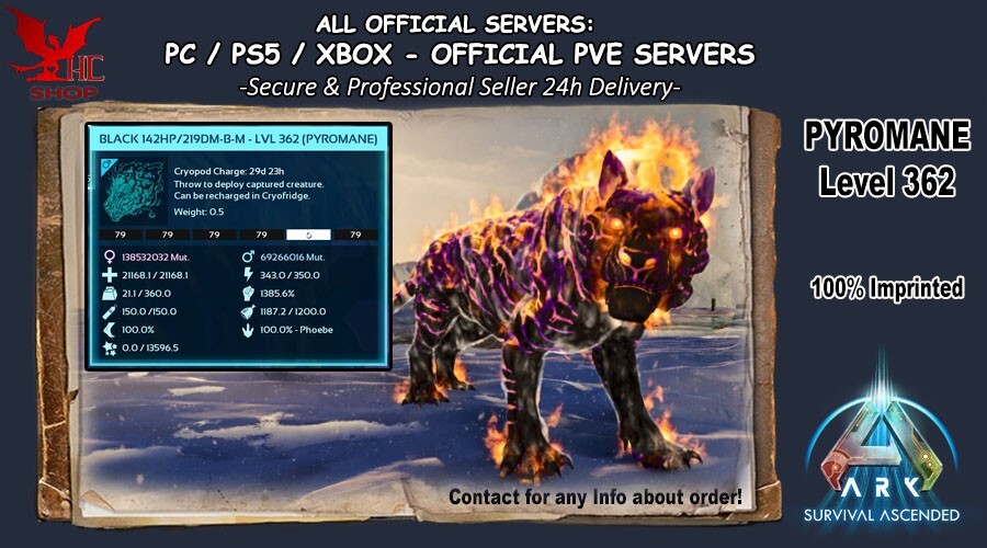 Ark Survival Ascended PC/PS5/XBOX Official PVE🔥PYROMANE 1385.6% Damage ...