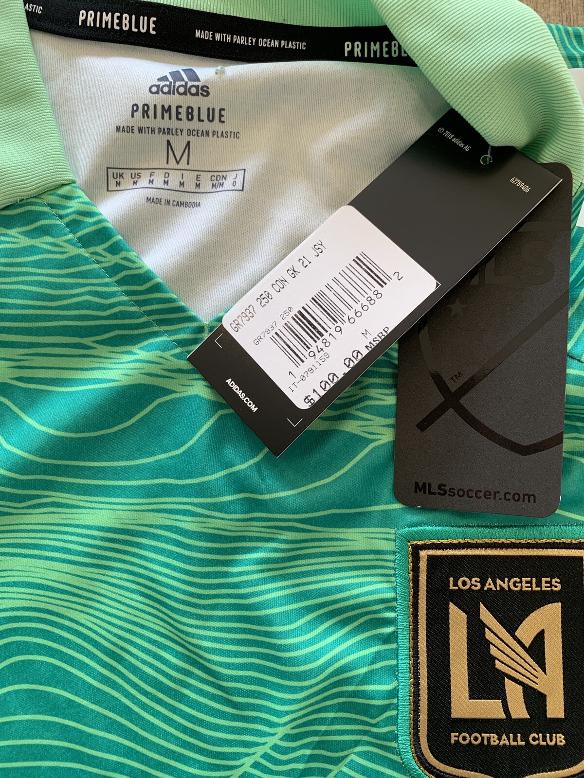 Green LAFC 2021 Goalkeeper Kit Men's adidas Long Sleeve Jersey Size M ...