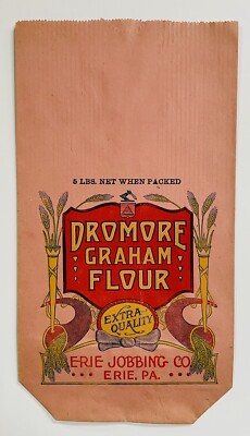 Vintage Flour Bag Dromore Graham Flour, (Red Bag) Erie, Pennsylvania | eBay