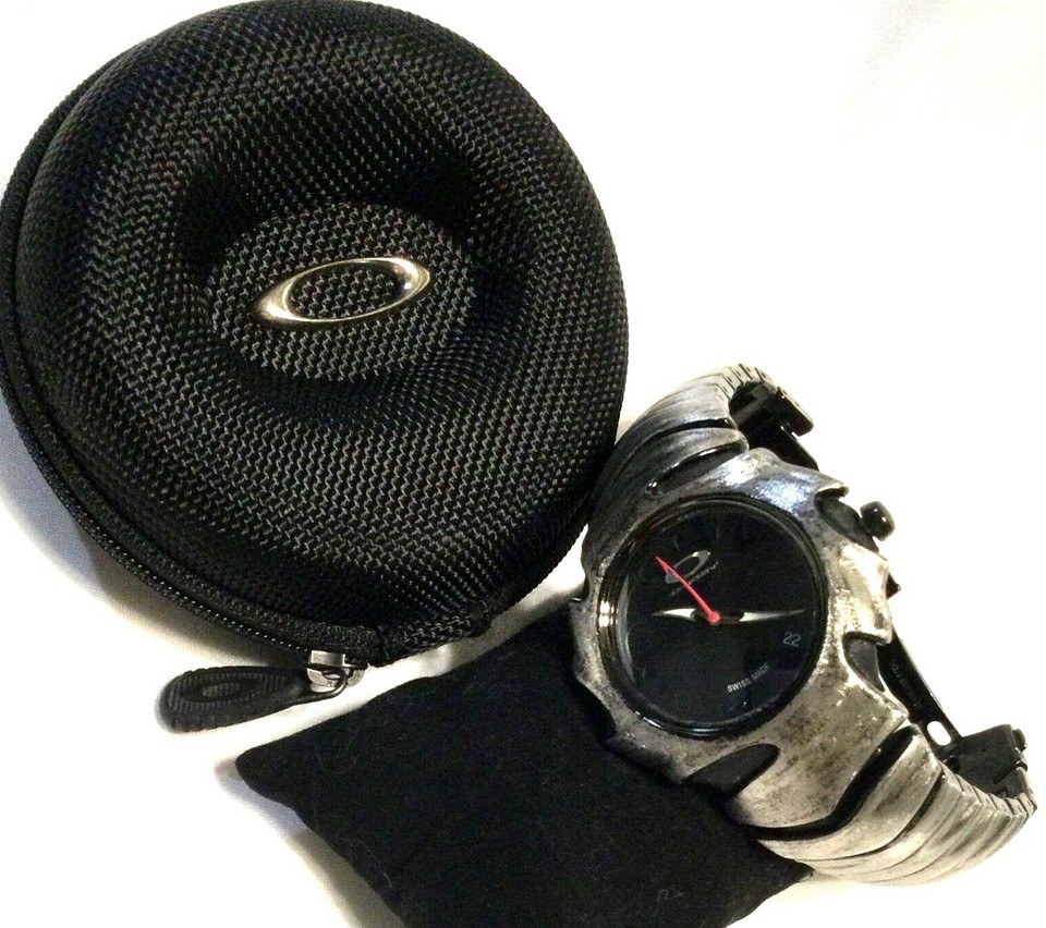 OAKLEY BLADE WATCH Black Dial Customized Battle Worn Stainless Band ...