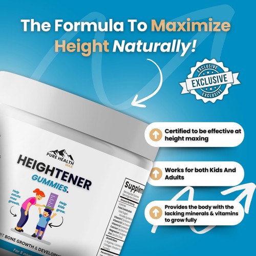 Heightener Gummies - Natural Height Growth Supplement for Kids, Teens ...