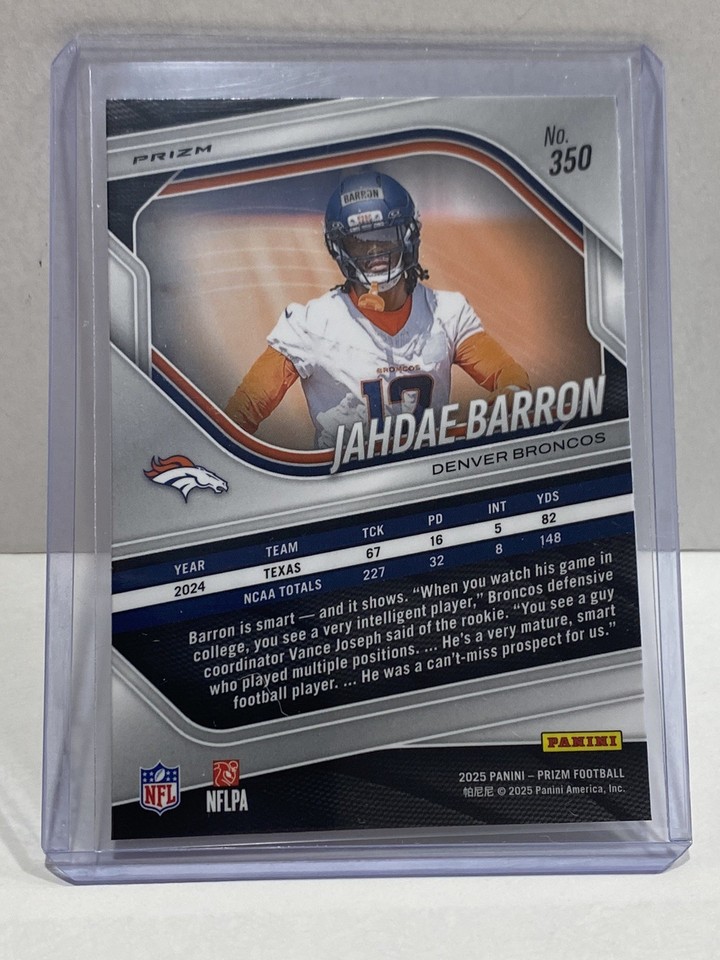 2025 Panini Prizm Jahdae Barron #350 White Disco (RC) Denver Broncos | eBay