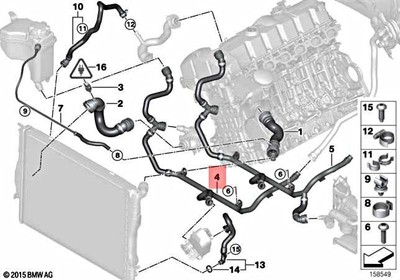 Genuine BMW E81 E82 E87 E87N Heater Return Thermostat Hose OEM ...