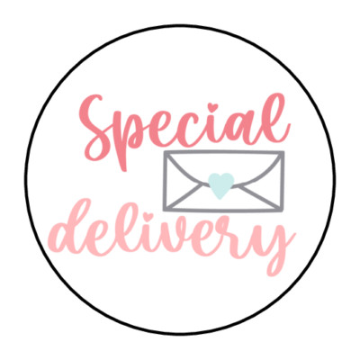 30 SPECIAL DELIVERY ENVELOPE SEALS STICKERS LABELS TAGS 1.5" ROUND ...