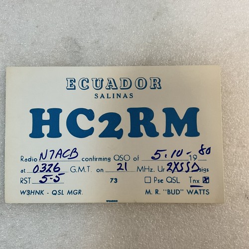 QSL Short Wave Ham Radio Card HC2RM MR Bud Watts Salina’s Ecuador | eBay