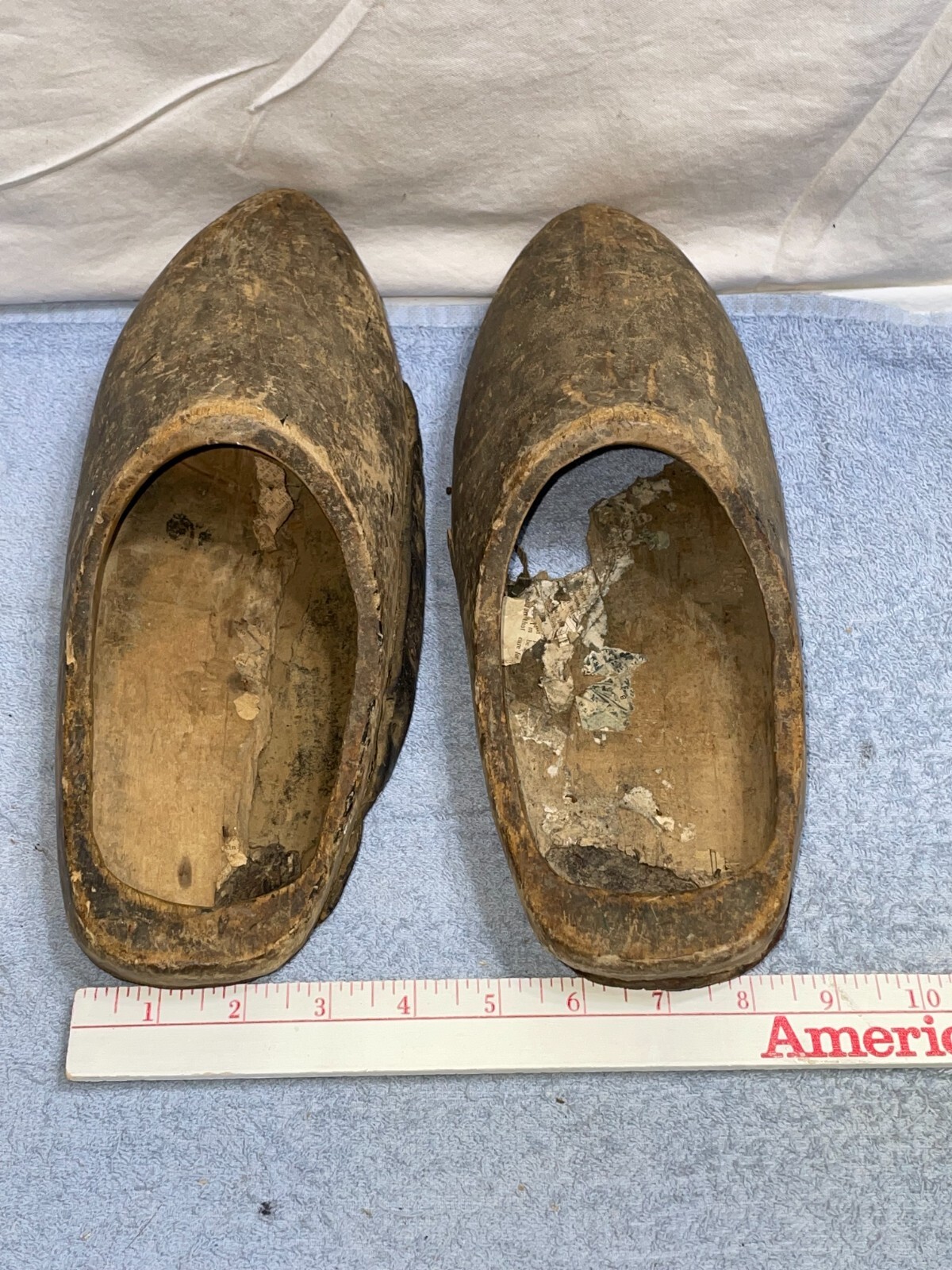 Great Depression era WOODEN SHOES CLOGS Very Worn LEA… - Gem