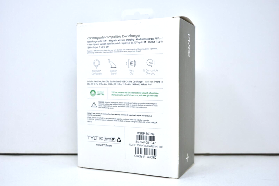 Tylt Venti Duo Windshield & Vent Mount w/ 15W Magsafe Wireless Charger iPhones | eBay