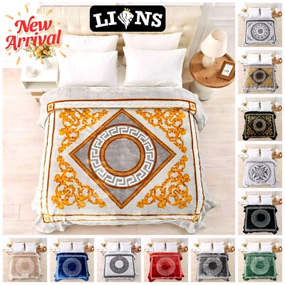 Greek Key Warm Blanket Throw Super Soft Fleece Sofa Settee Travel Bed ...