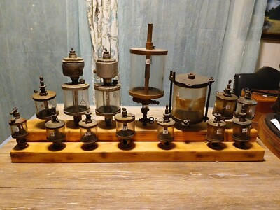 Antique Brass Glass Oiler Collection Hit Miss Steam Engine Machinery ...