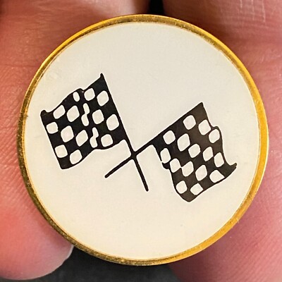 Crossed Finish Line Flags Lapel Pin 22mm dia. Vintage c1970's-80's ...