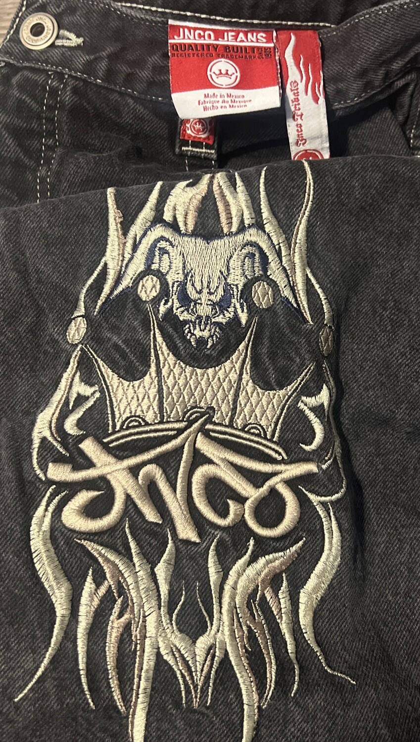 JNCO Tribals Vintage Snake Bite Black Wide Leg Y2K Ba… - Gem