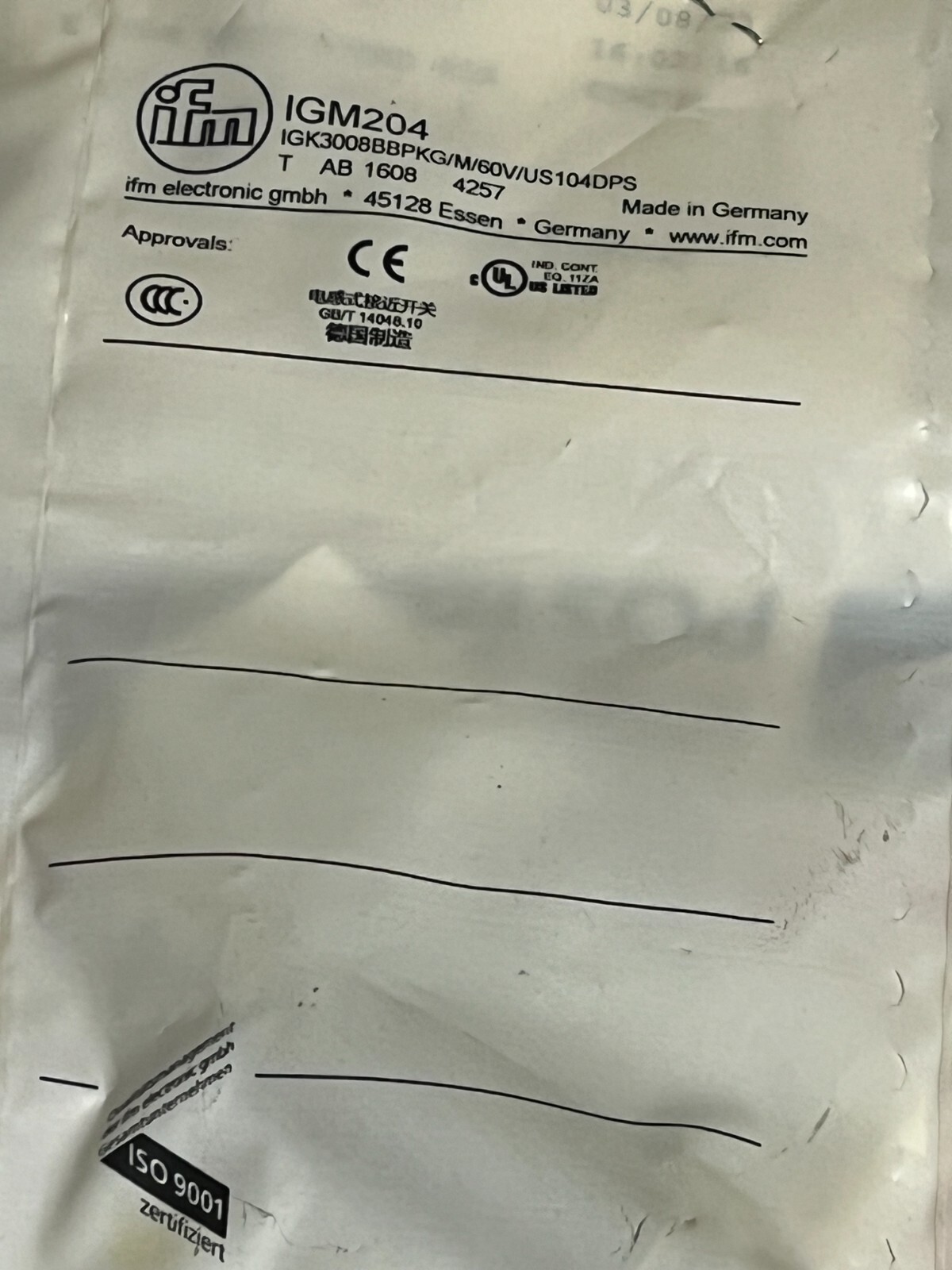 ifm igm204 nos poor packaging igk3008bbpkg/m/60v/us104dps | eBay