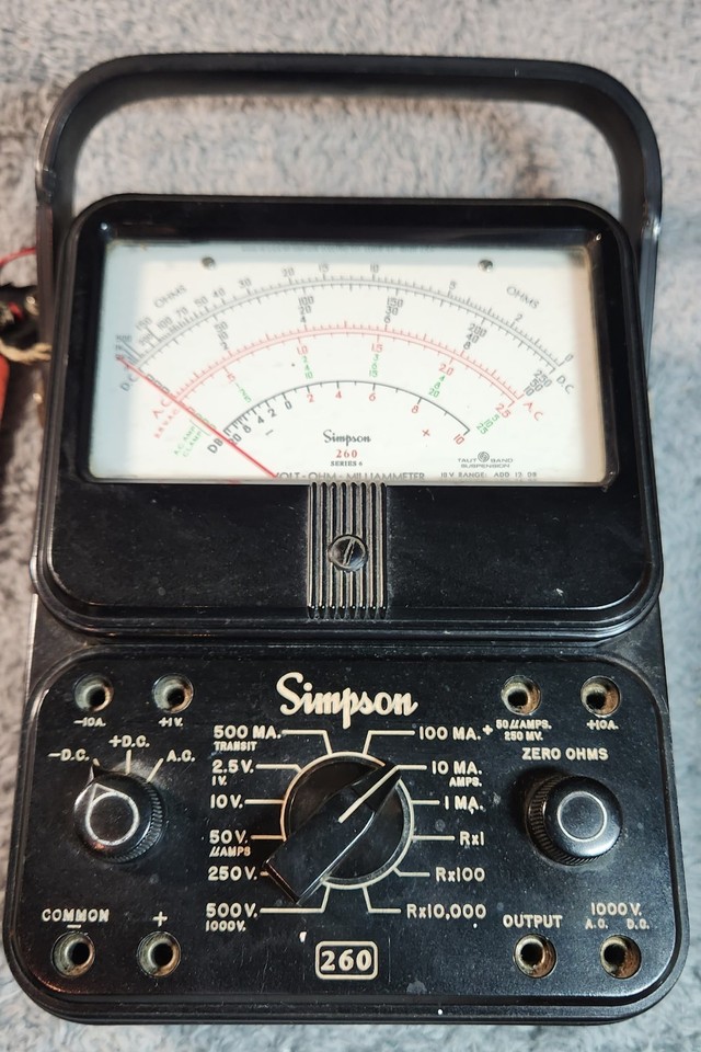 Vintage Simpson 260 Series 6 VOM Multimeter Leads, Wood Stand- For ...