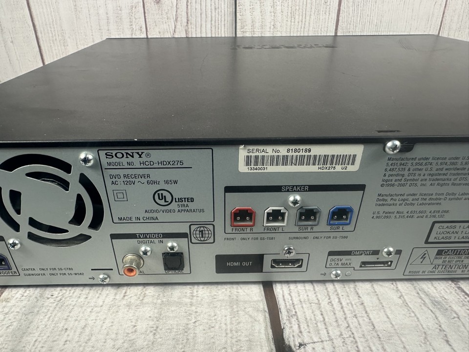 SONY HCD-HDX275 HDMI 5-Disc Receiver DVD Player Home Theatre - No ...