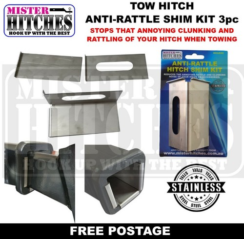 ANTI RATTLE HITCH SHIM KIT - 3PC BALL MOUNT TONGUE TOW BAR TRAILER ...