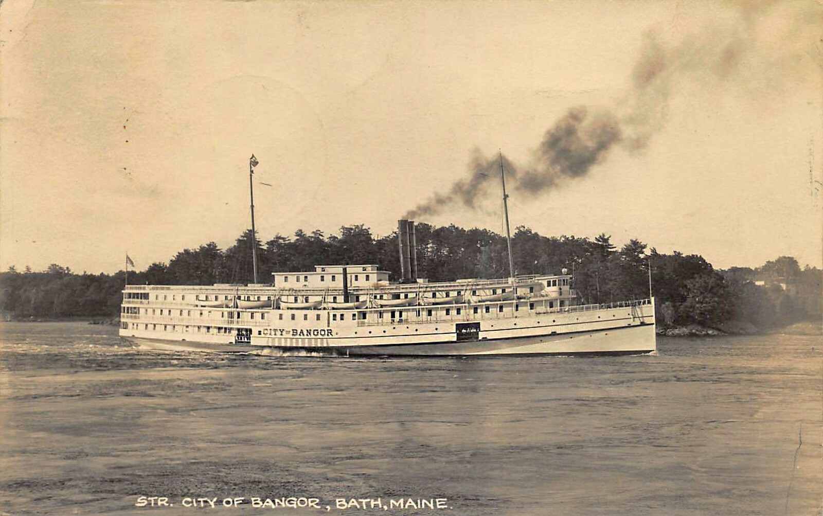 Bath ME "Steamer City of Bangor" Ship Real Photo Postcard | eBay