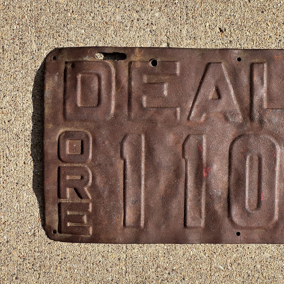 1918 Oregon DEALER License Plate Vintage Early Auto History Garage ...