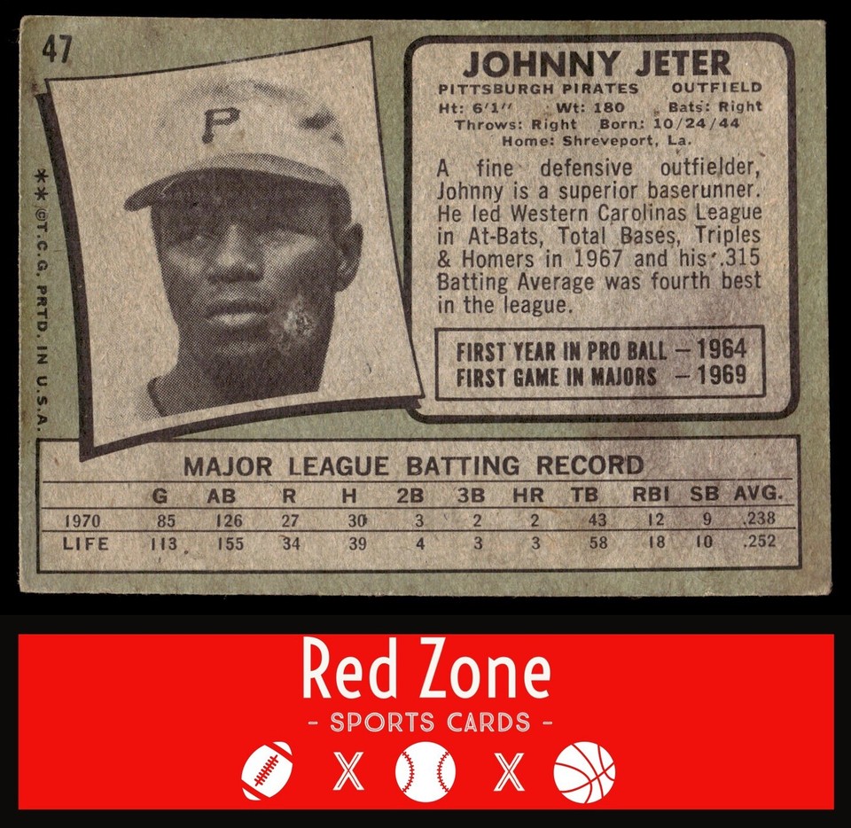 1971 Topps - #47 Johnny Jeter VG | eBay