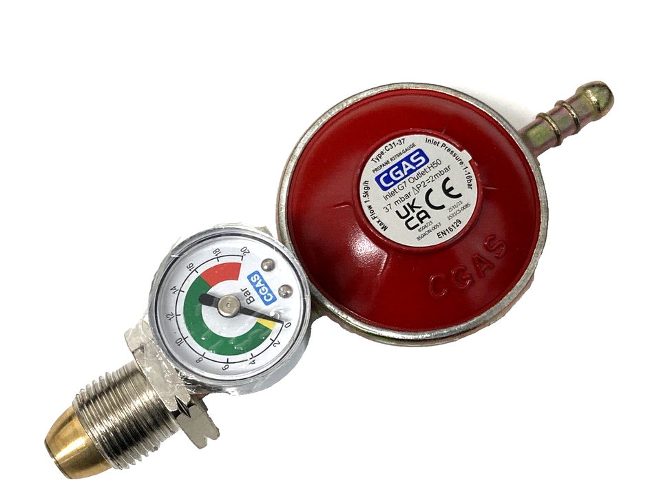 CGAS LPG 37 mbar Propane Gas Regulator With Gauge For Calor Gas ...