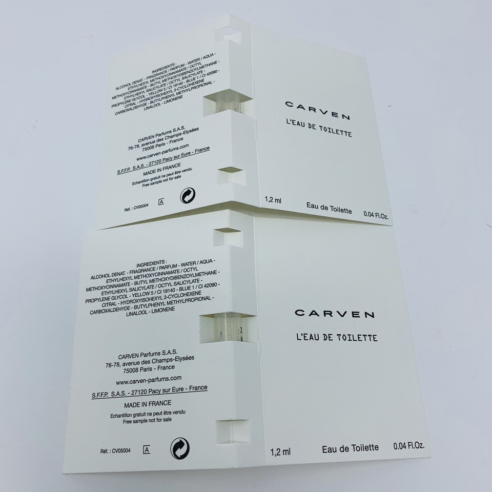 2x Carven L'Eau de Toilette EDT Travel Sample Spray 1.2ml / 0.04oz Each ...