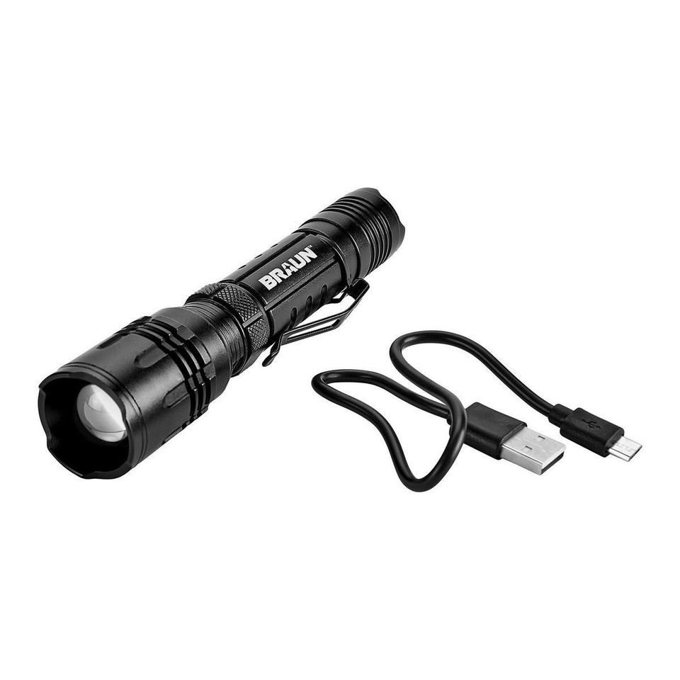 Braun 1800 Lumen Waterproof Rechargeable Tactical Flashlight (NEW ...