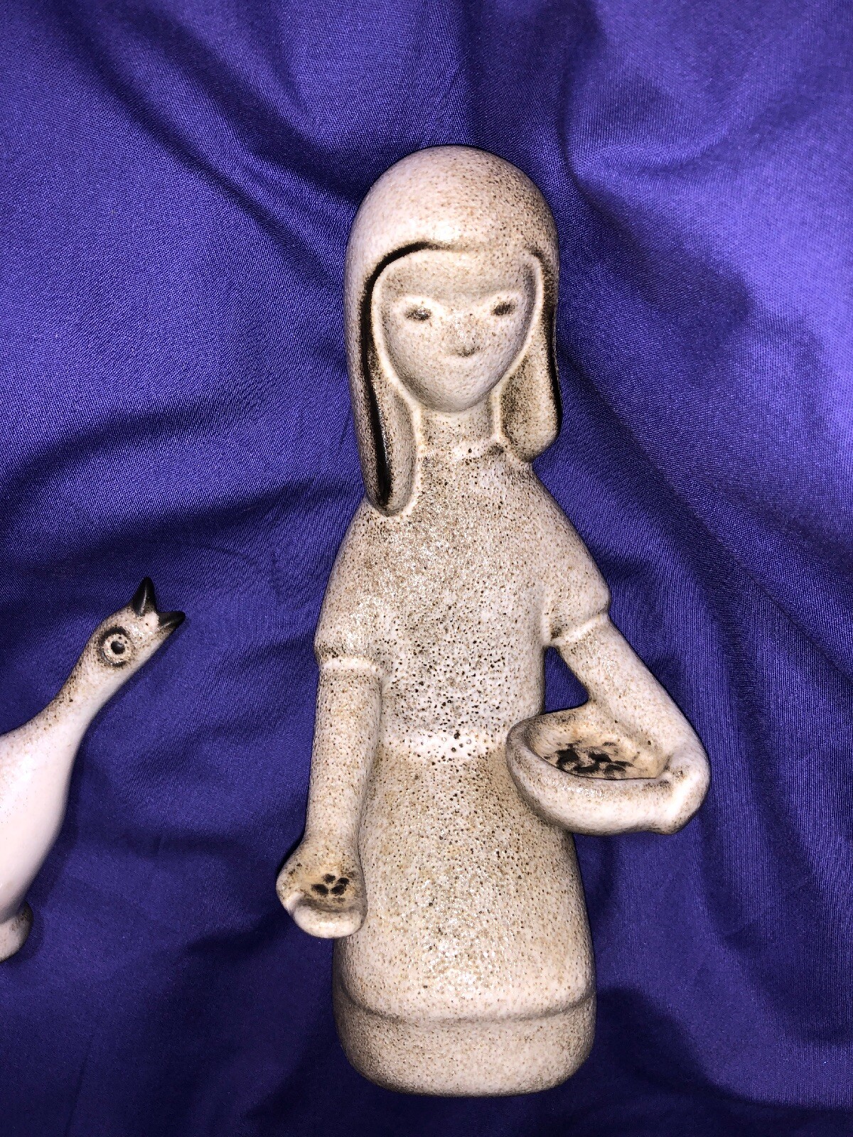 Howard Pierce Ceramic Porcelain Girl Feeding Goose Figurine | eBay