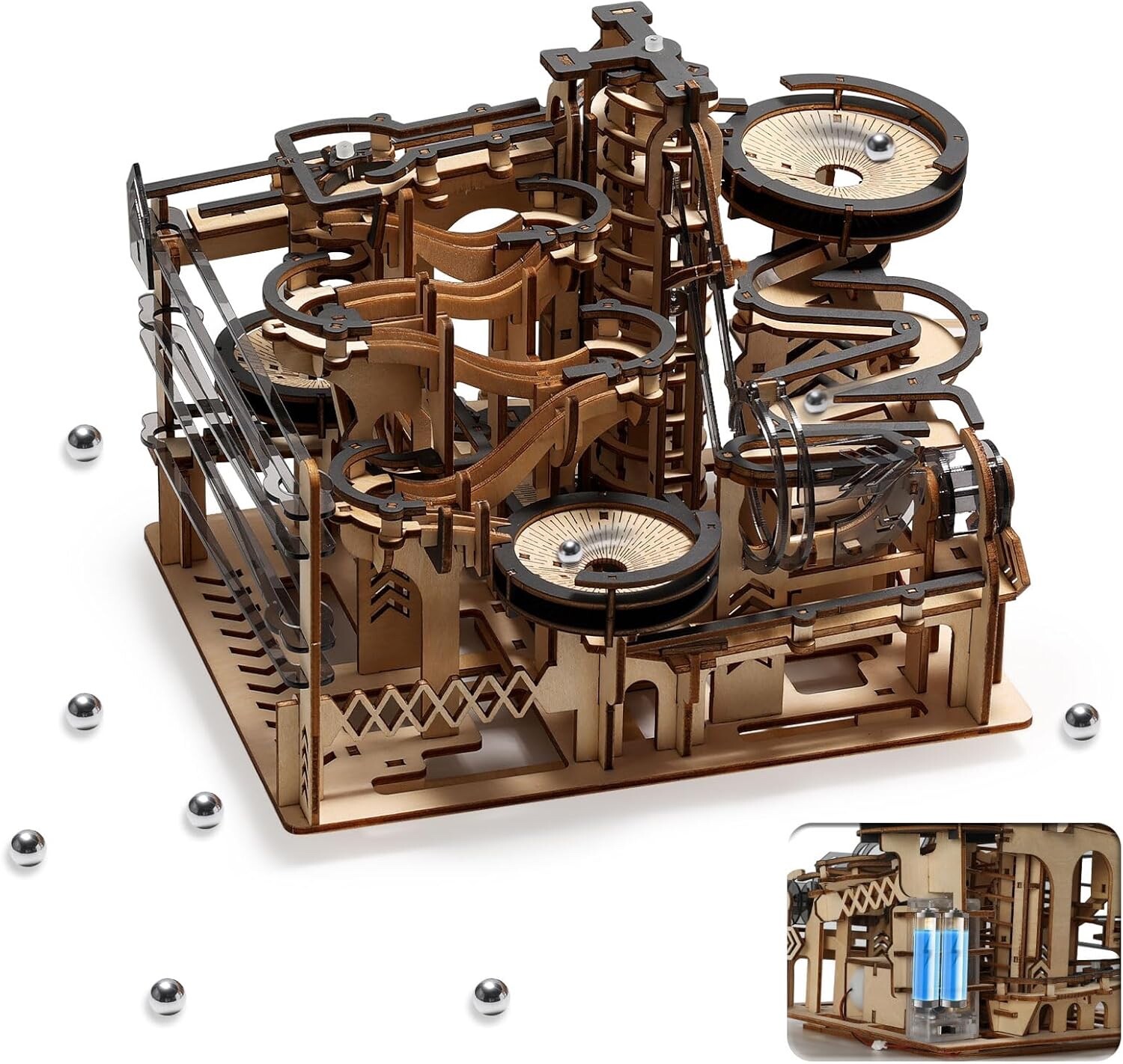 Sainsmart Jr. 3D Wooden Puzzles for Adults, Electric Marble Run ...