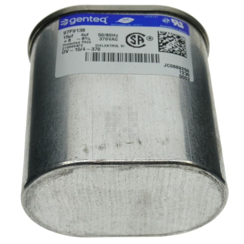 Genteq OV-15/4-370 Electric Motor Run Capacitor, 4 uF / 15 uF, 370VAC ...