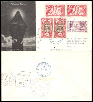 FRENCH OCEANIA 1940 SCHOONER YANKEE CACHET SIGNED BY IRVING JOHNSON (JF ...
