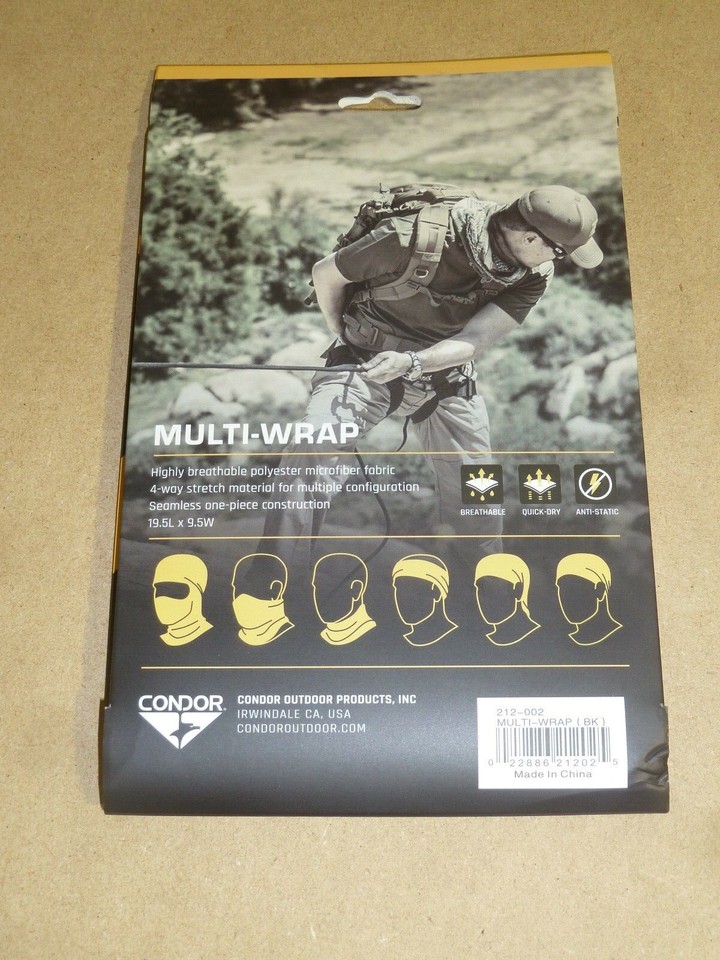 Condor Multi Wrap Face Wrap Black 212-002 USGI DELTA SF SOF PJ RANGER ...