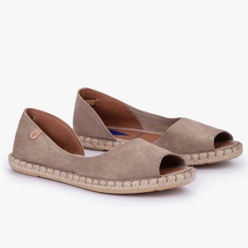Verbena 'Cruz' Taupe Suede Espadrilles Women's 40 / US 8 Open Toe Slip ...