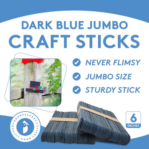 Dark Blue Jumbo Craft Sticks 6", Large Popsicle Sticks for Crafts ...