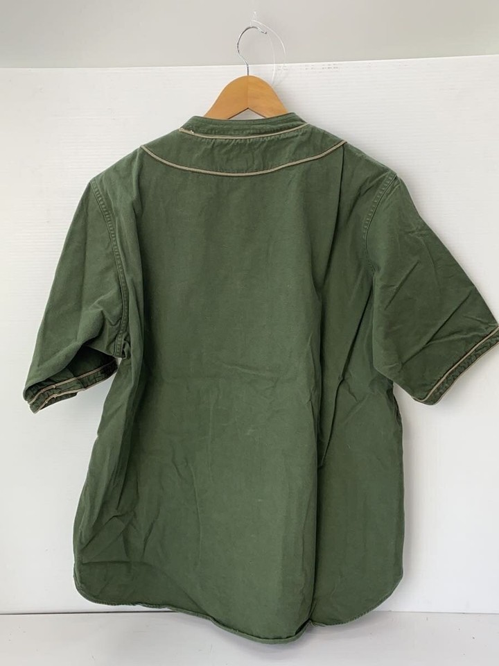 Nigel Cabourn Baseball Shirt, Short Sleeve, Size 48, Cotton, Green ...