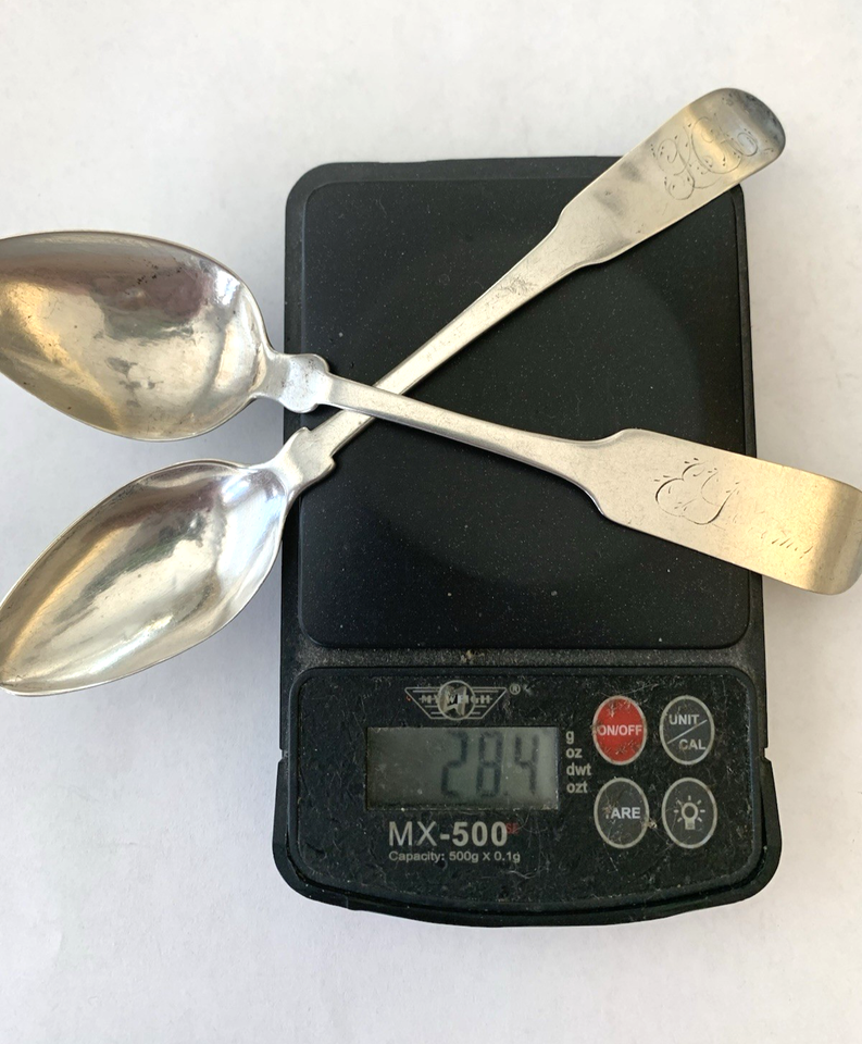 Antique Coin Silver Silver Spoons 2 Signed 28.4 grams | eBay