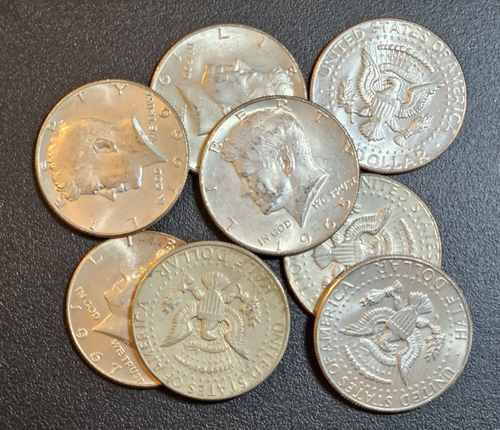 Kennedy Half Dollars Silver Coins 40% Percent *8 Coin Lot Priced Below ...