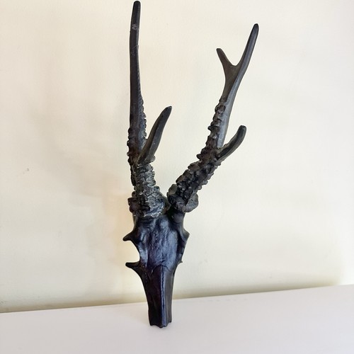 Black Antler Skull Roe Deer Metal Gothic Wall Decor Sculpture Art Made ...
