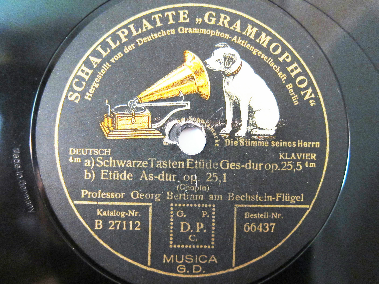 78rpm PROF. GEORG BERTRAM Piano - CHOPIN+LISZT - SCHALLPLATTE ...