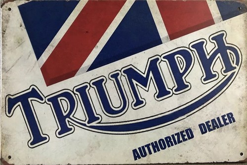 TRIUMPH Motorcycle Garage Rustic Look Vintage Tin Signs Man Cave, Shed ...